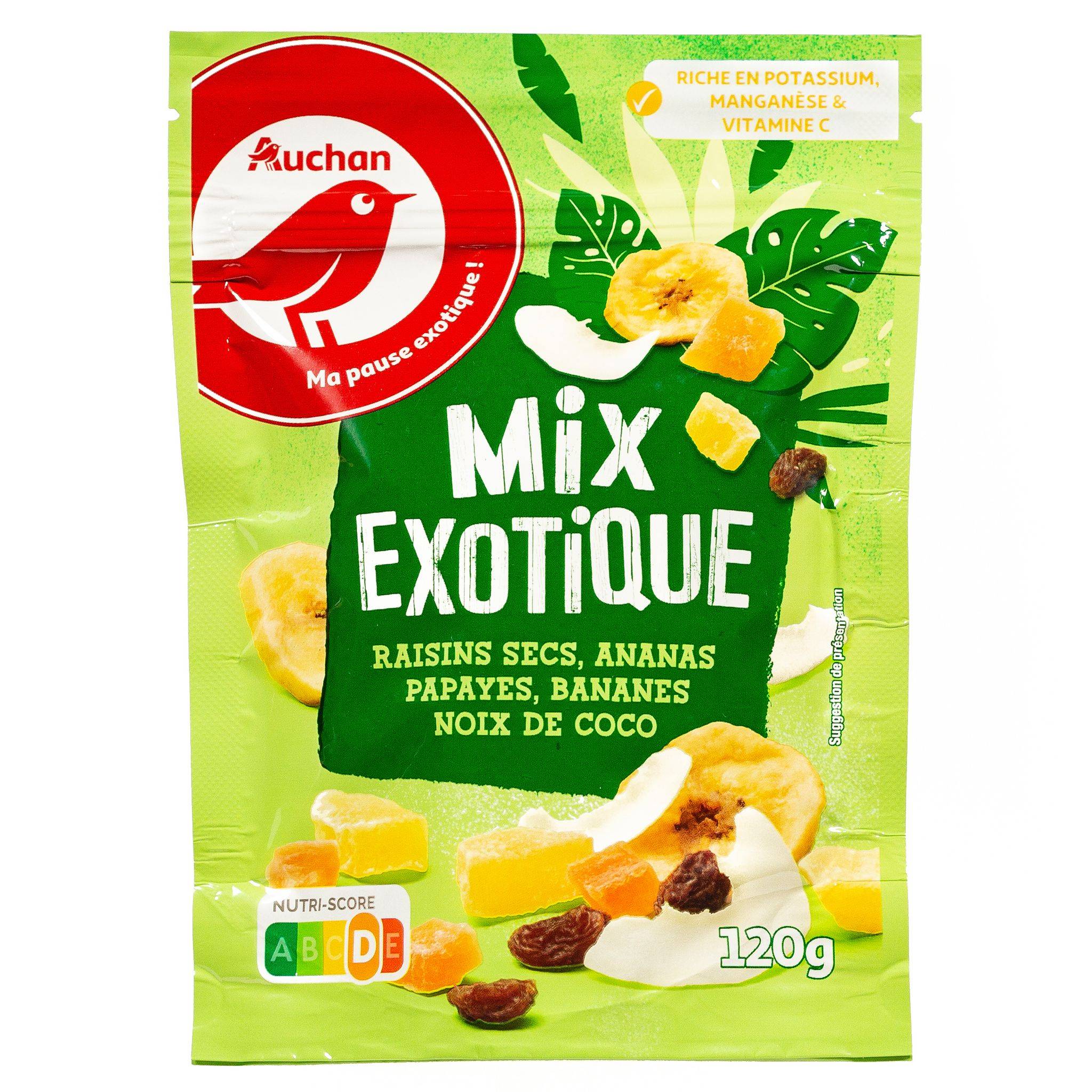 Auchan - Mix exotique raisins secs, ananas, papayes, bananes et noix de ...