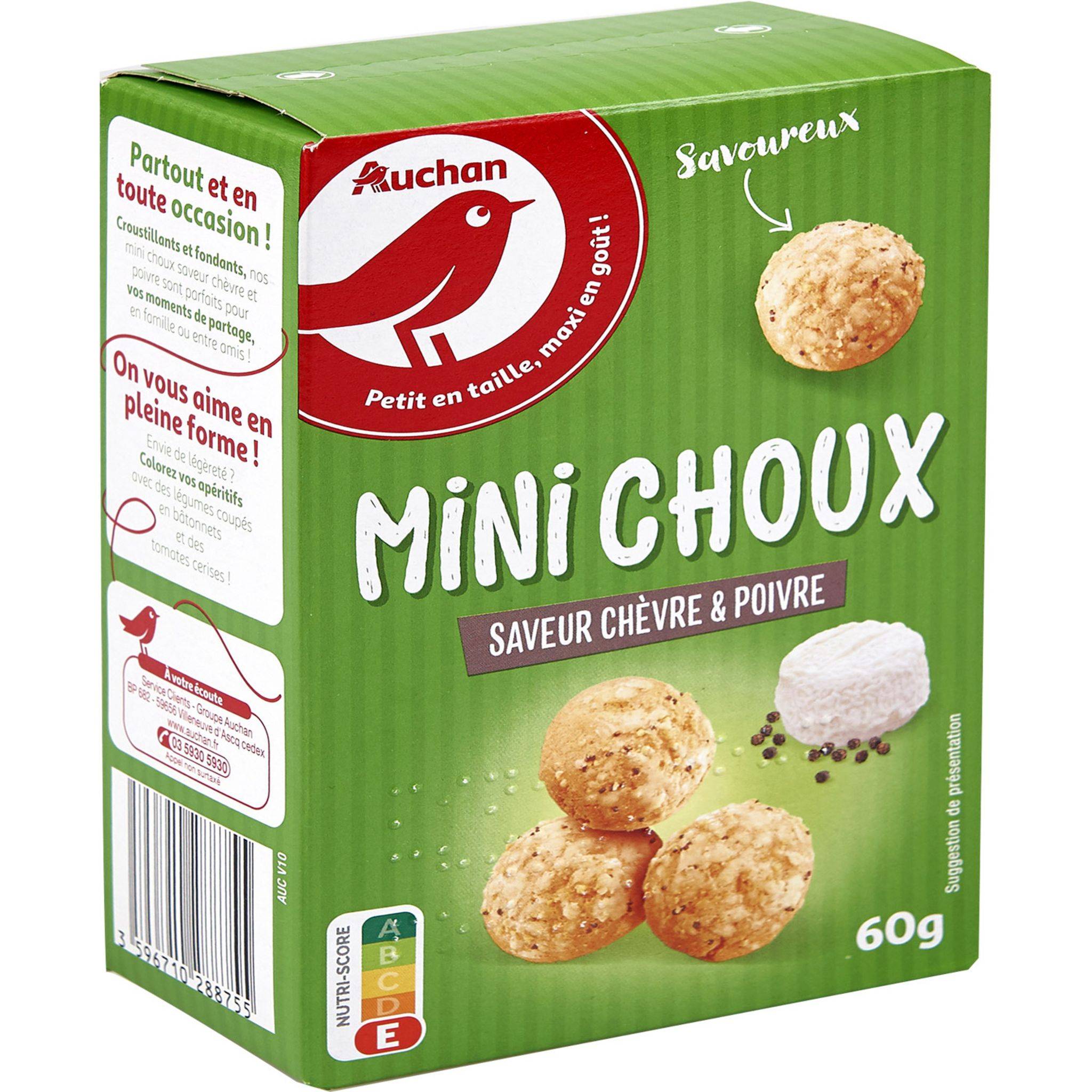 Auchan - Mini choux au chèvre et poivre 60g