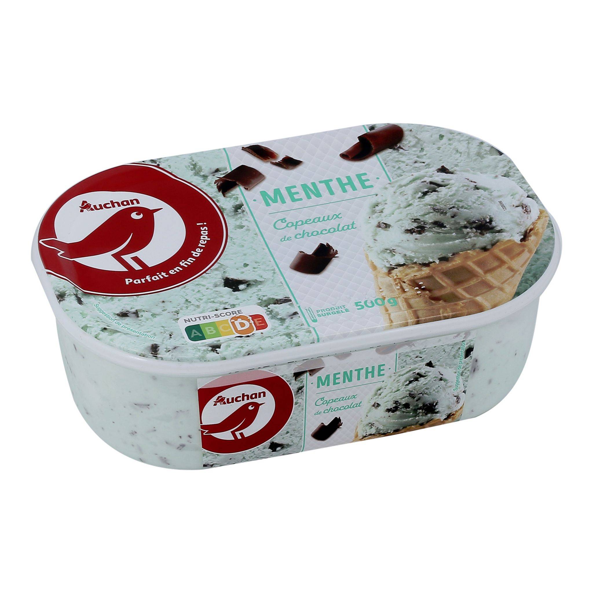 Auchan - Glace à la menthe avec copeaux de chocolat 500g