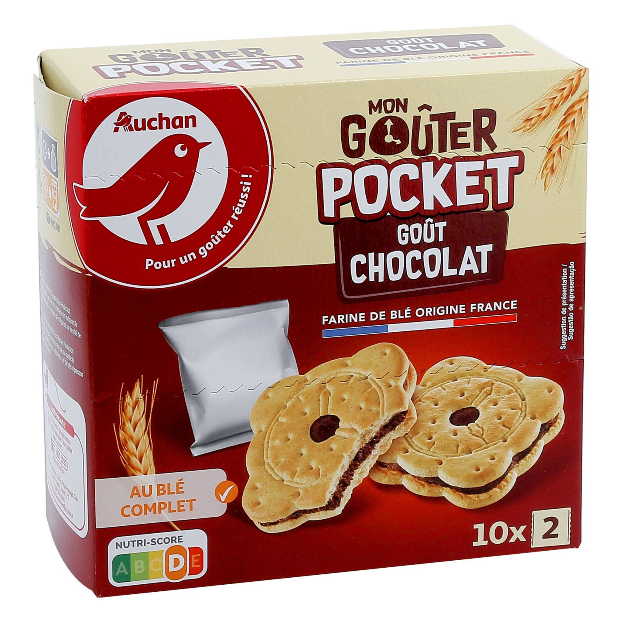 Auchan - Mon goûter pocket biscuits goût chocolat 375g