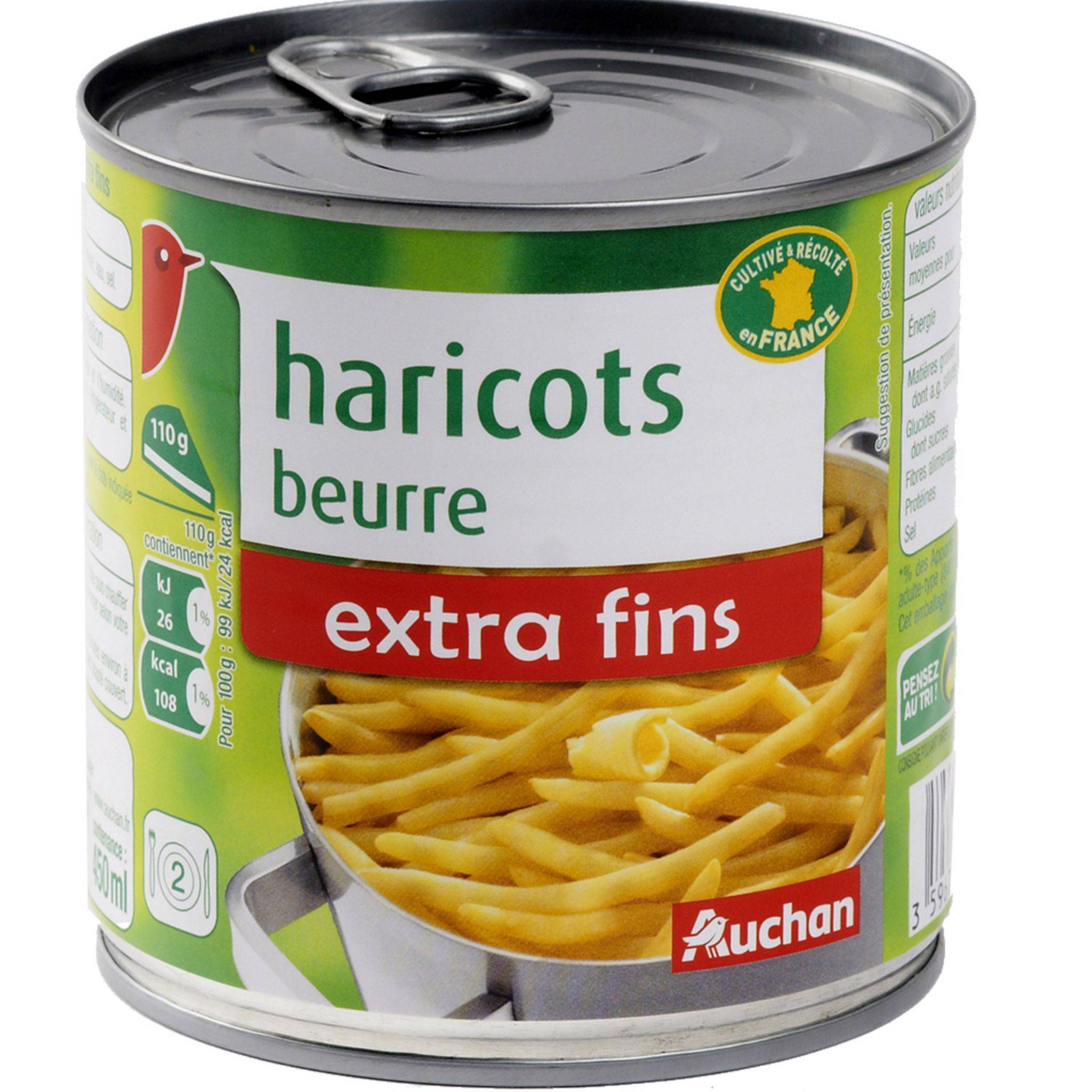 Auchan - Haricots beurre extra fins 220g