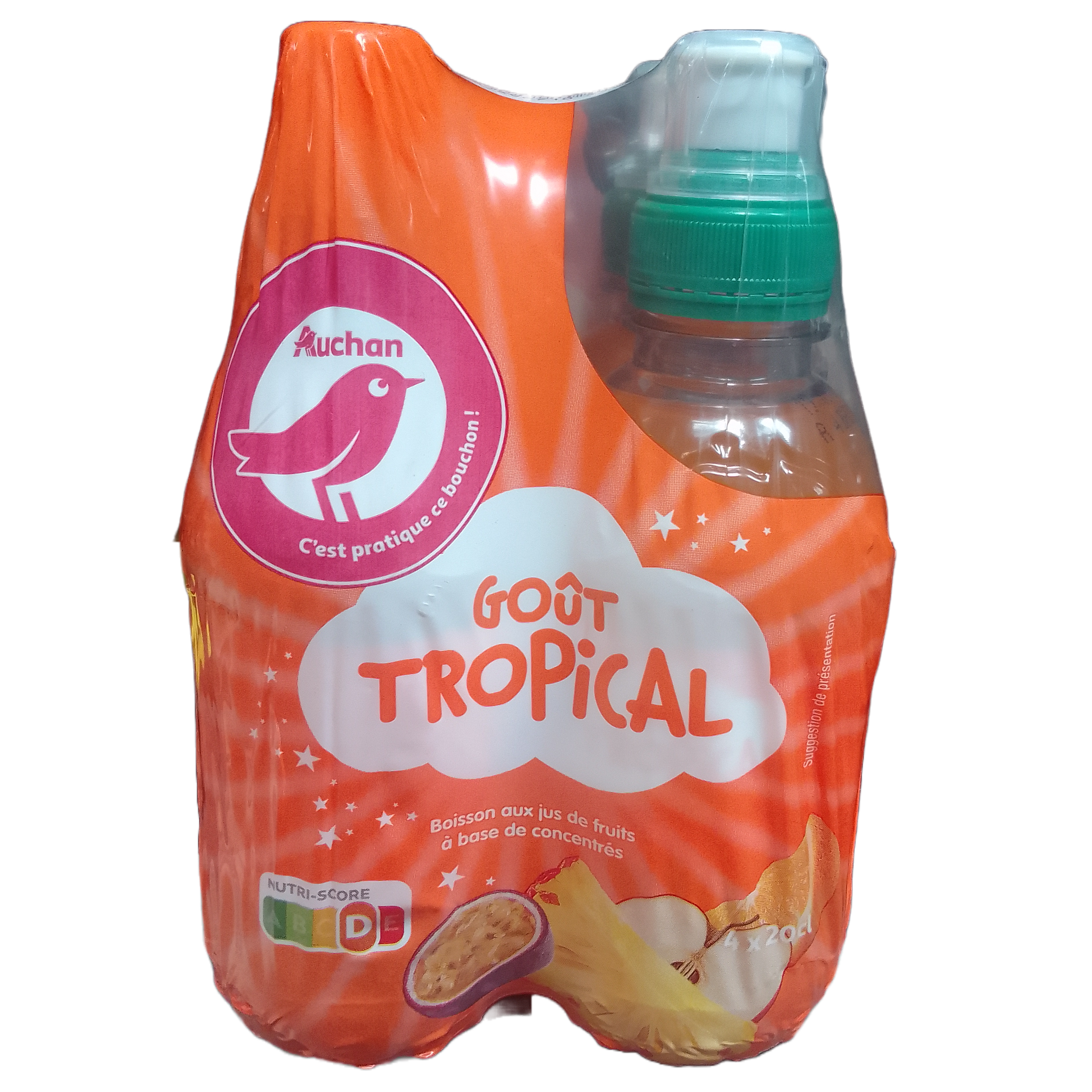 Auchan - Boisson aux jus de fruits saveur tropical 4x20cl