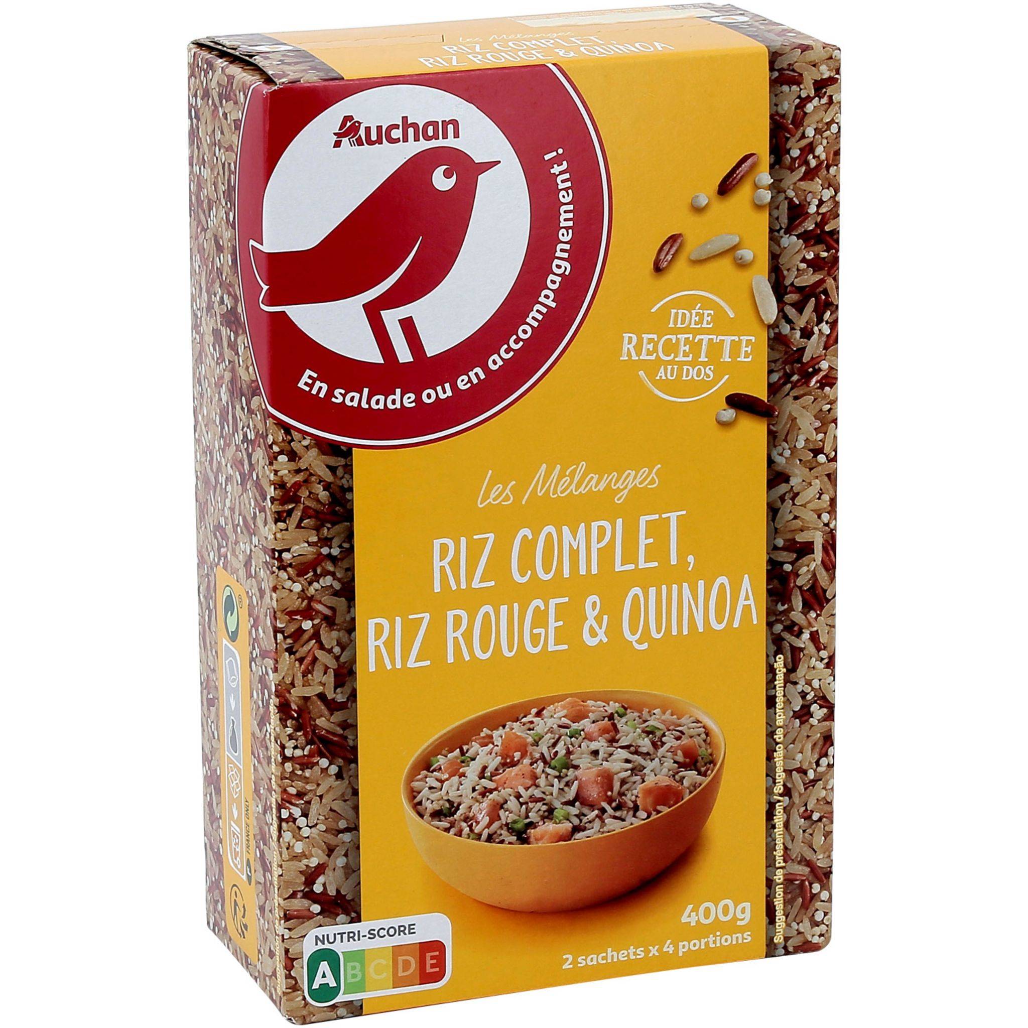 Auchan - Riz complet, riz rouge et quinoa 2x200g