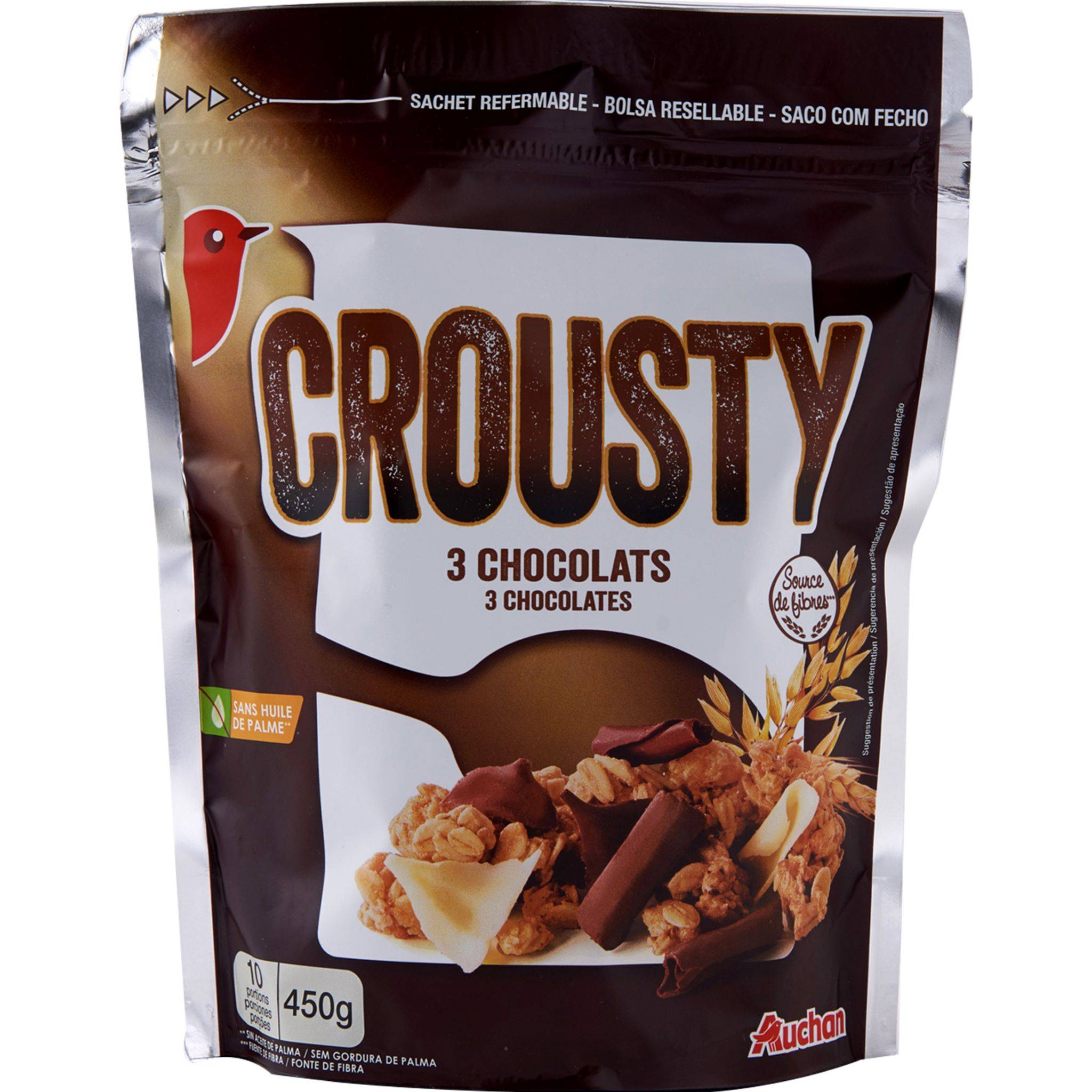 Auchan - Céréales crousty 3 chocolats 450g